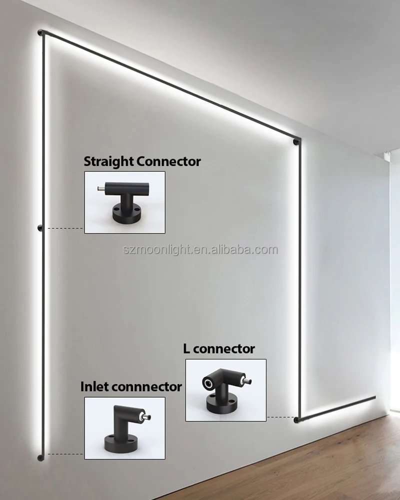 Minimalist Long Strip Wall Lamp 8W 12W 16W Black Background Decorative ...