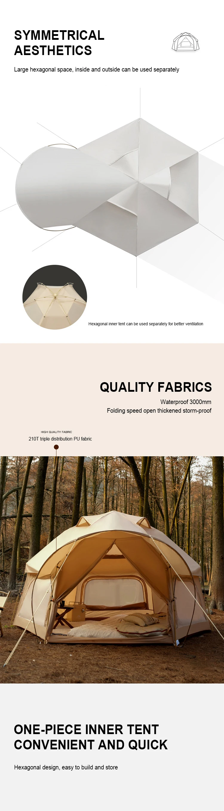 3-5 Person Integrated Hexagon,Tents Outdoor Big Camping Tents Bionic ...