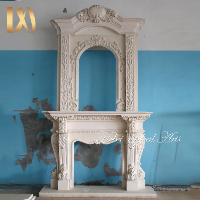 Custom Luxury White Marble Fireplace Surround Large Mantel Double ...