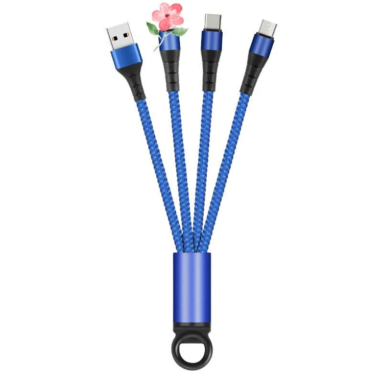 20cm Short Charger 3in1 Usb Cable Fast Charger 8 Pin Micro Usb Typec ...
