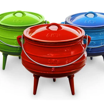 Cast Iron Enamel Potjie Pot Three Legs Cauldron Dutch Oven Stew Pot For ...