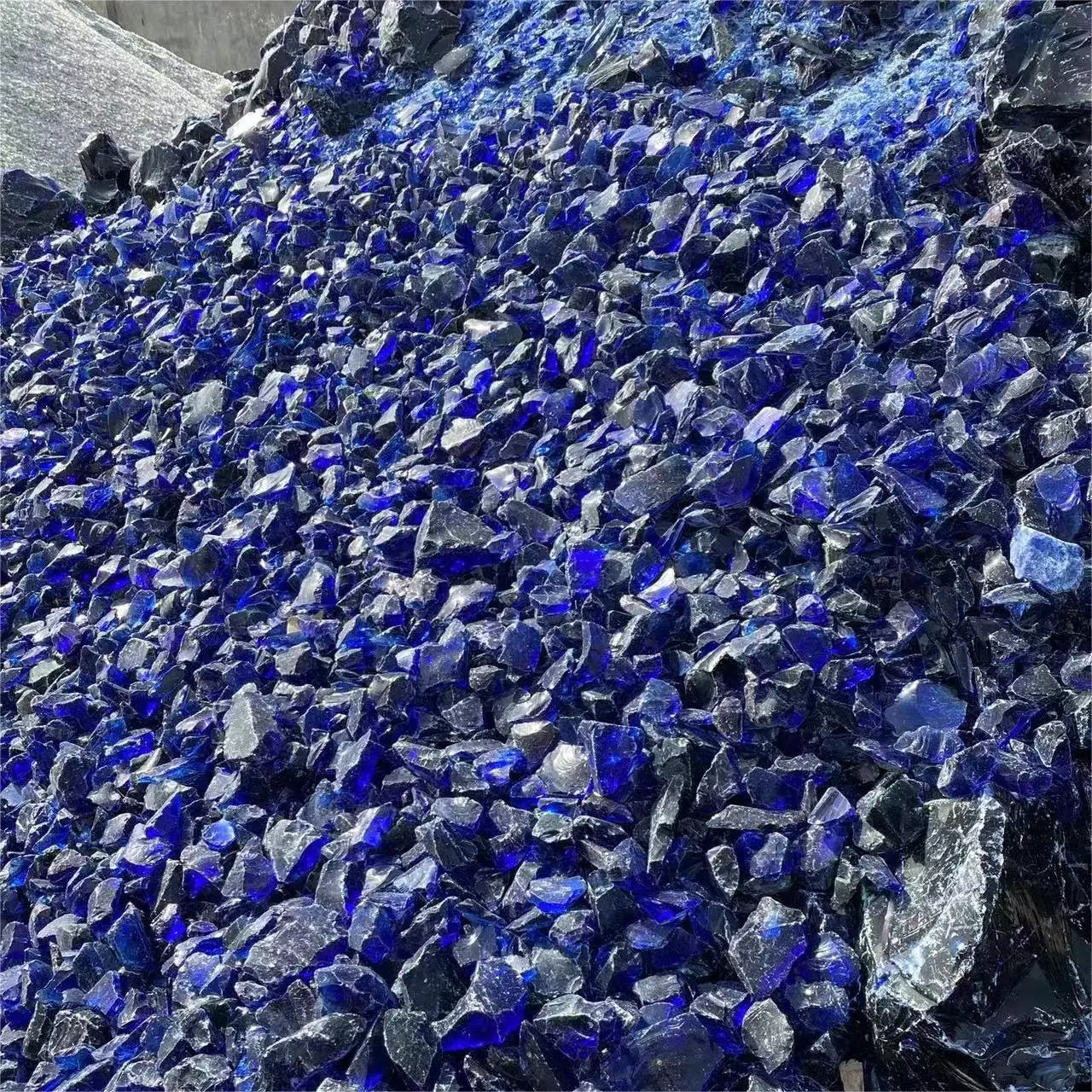 Natural Color Large Broken Glass Stones - Dark Blue Rock