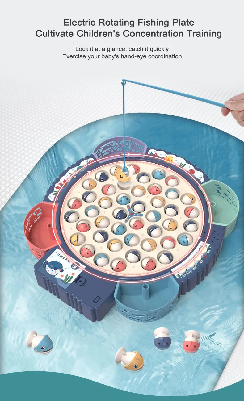 Children's Electric Rotating Magnetic Fishing Toy Multifunctional Music ...