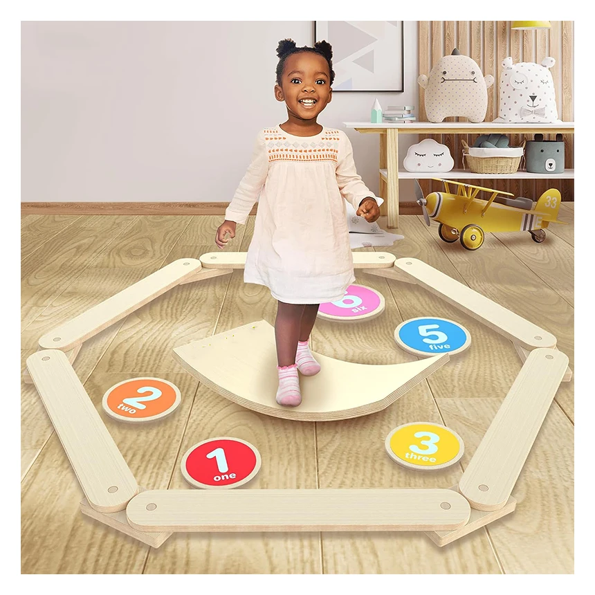 Montessori Balance Beam Wobble Board Toddler Sensory Stepping Stones ...