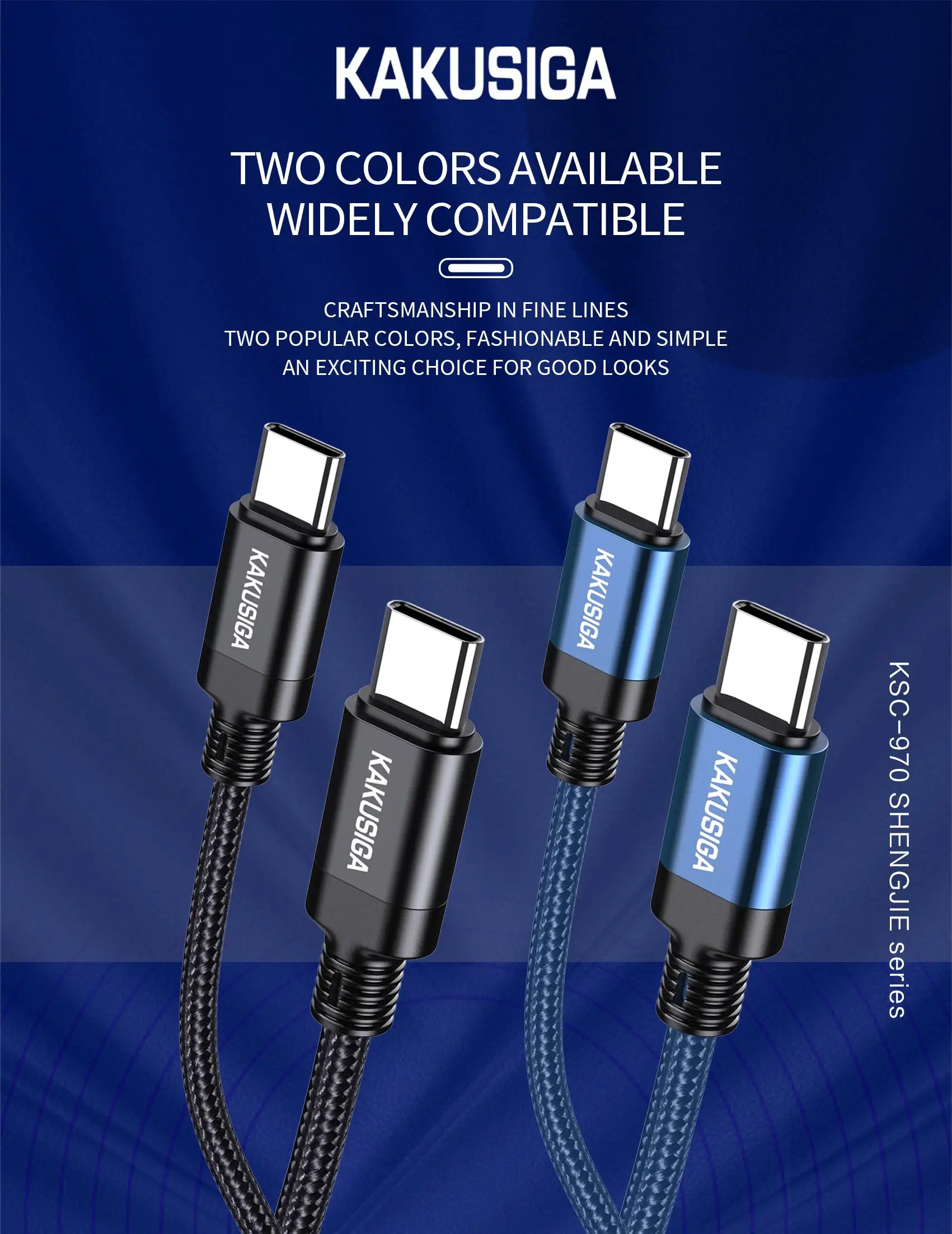 KAKUSIGA High Current Stable Output PD60W Type-C to Type-C Smart ...