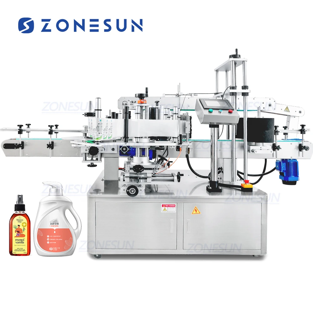 Zonesun Zs-tb600 Automatic Square Flat Bottle Jerry Can Jug Labeler ...
