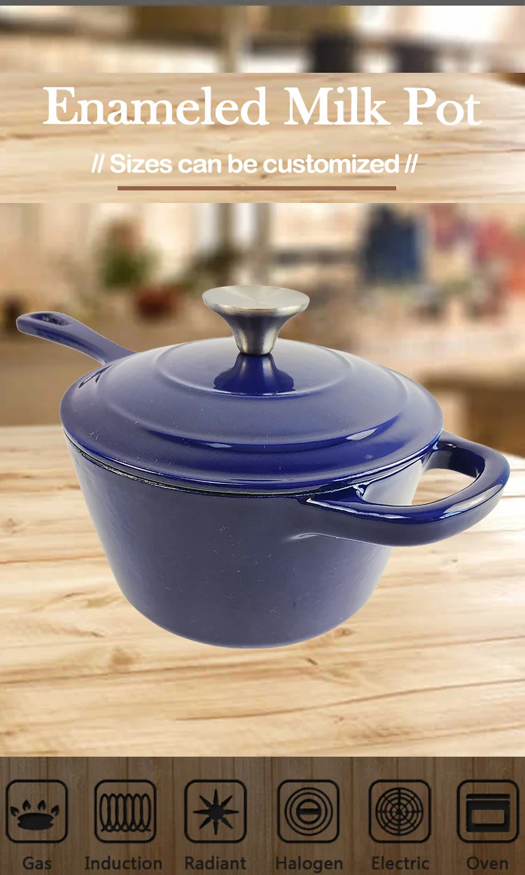 16cm Enamel Milk Pot Cast Iron Pot With Pot Cover - Buy Cast Iron Milk ...