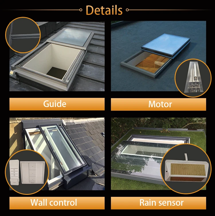 Motorized Retractable Aluminum Profile Sunroom Skylight