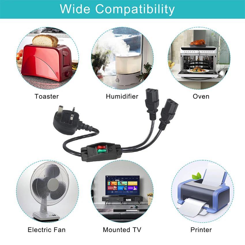 Replacement Home Appliance Uk To Iec C13 Plug H05vvf 3g 1.0mm2 Power ...