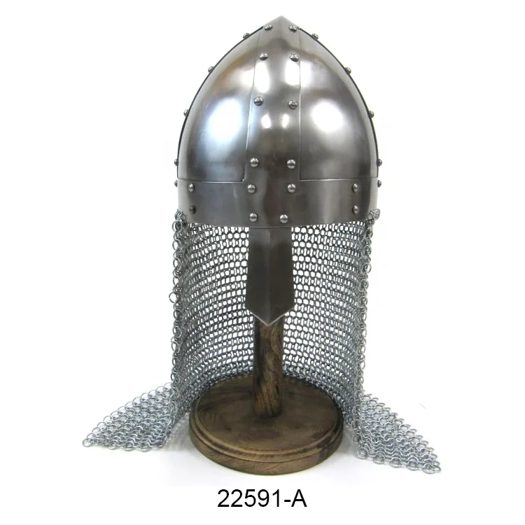 Norman Nasal Armor Helmet With Chainmail Medieval Armor Helmet Functional Vintage Reproduction ...