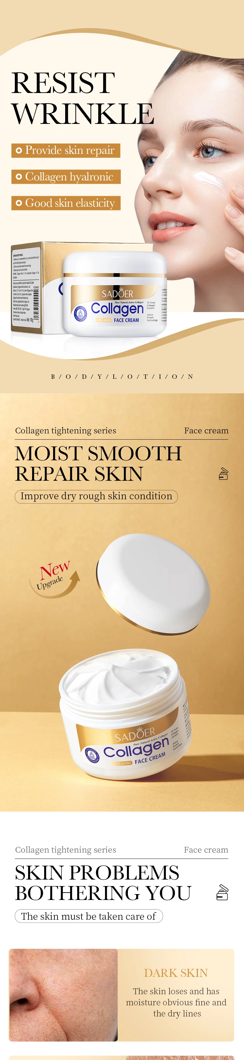 OEM SADOER Gold Collagen Whitening Skin Care Set - Hydrating Face ...
