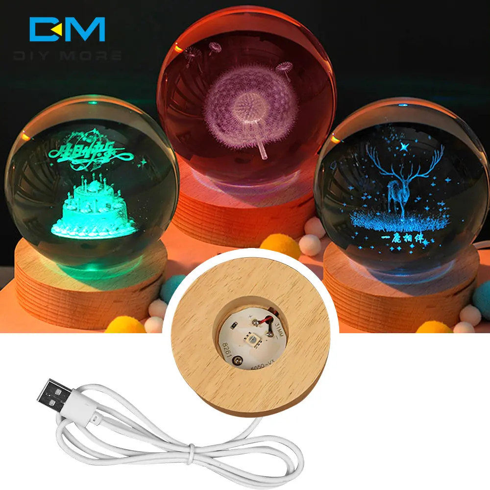 6cm 7cm Smart Home New Wood Light Base Rechargeable Wooden Led Light ...