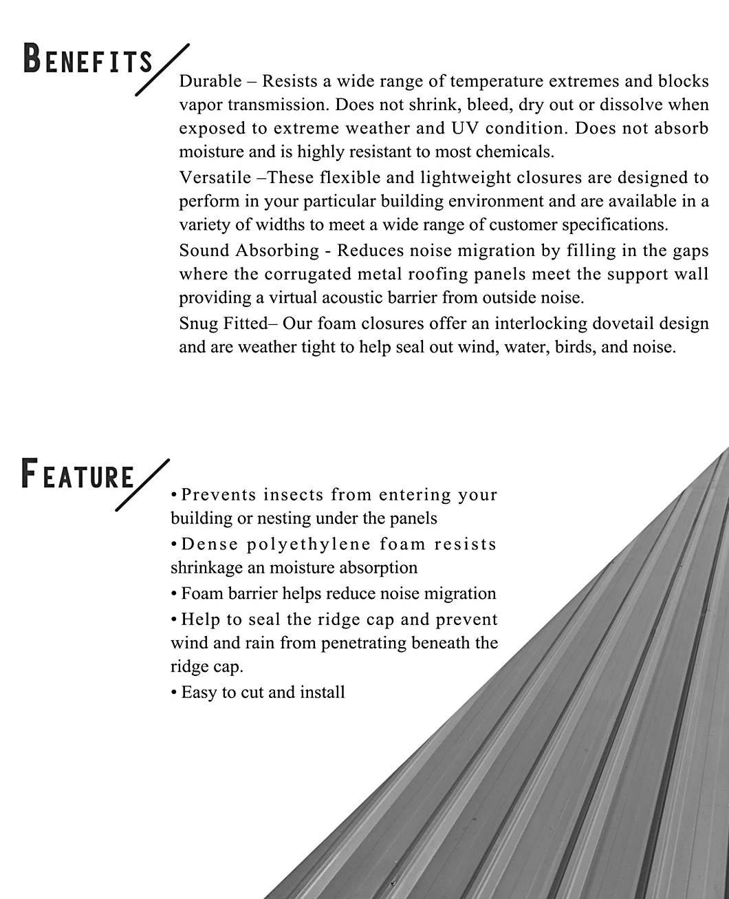 Multi Size Custom Profile Foam Eaves Filler Roof Panel Foam Closure ...
