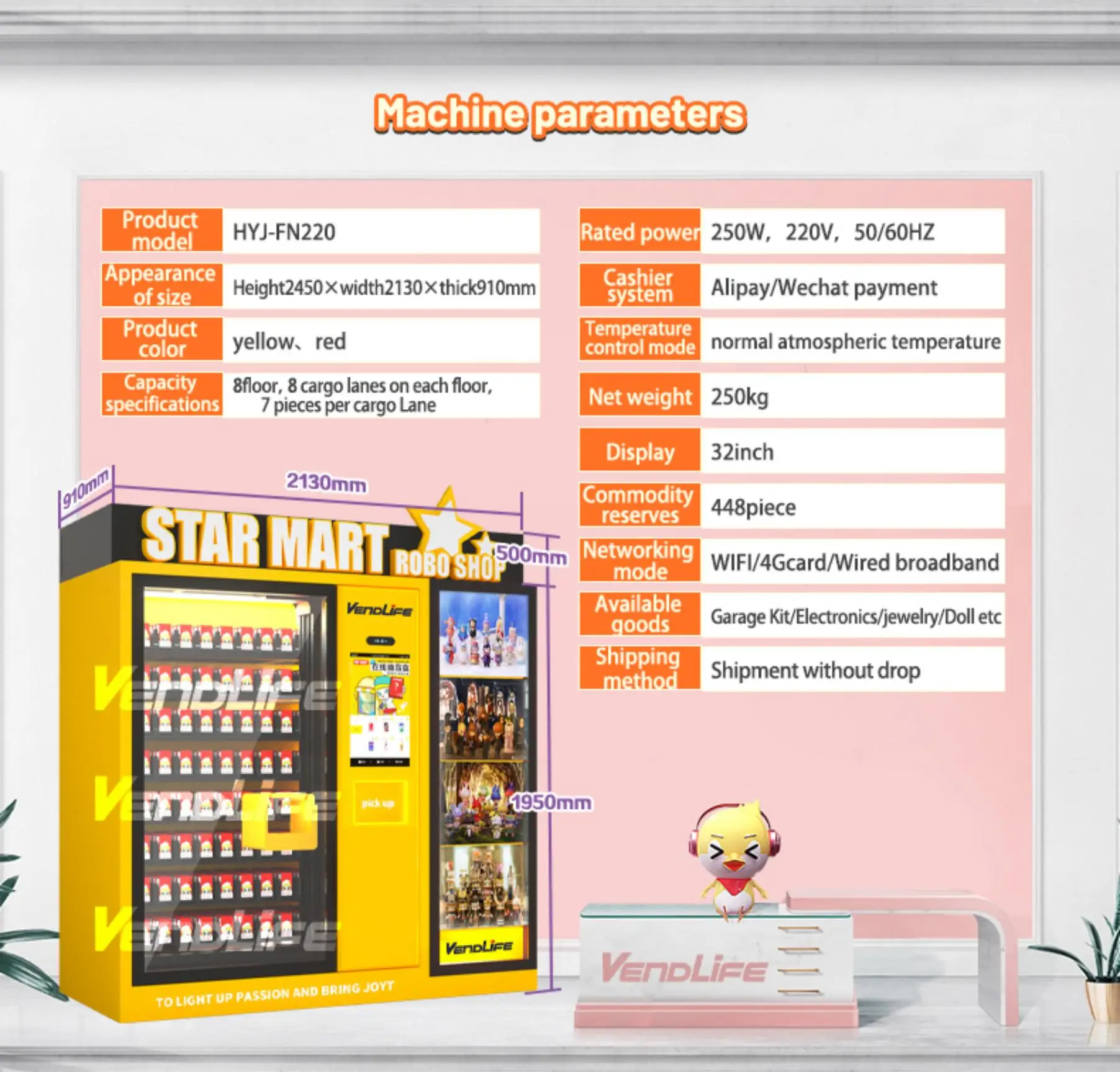 VENDLIFE Vending Machine with Conveyor Belt - Self-service