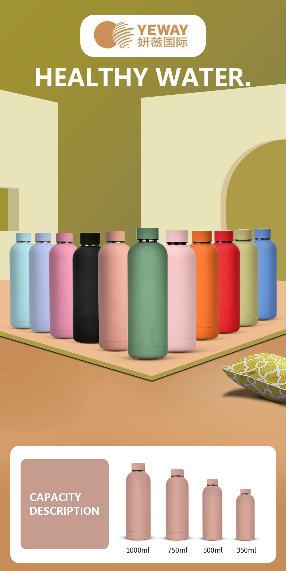 Yeway Bouteille Isotherme Termo 500ml Custom Logo Vacuum Insulated ...