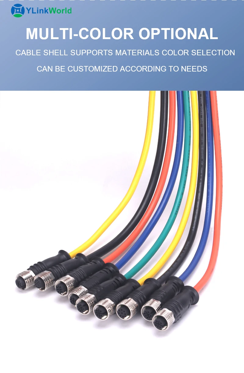 M5 M8 M9 M12 M16 M23 7/8 Circular Male Female Cable 2 3 4 5 6 7 8 12 14 ...