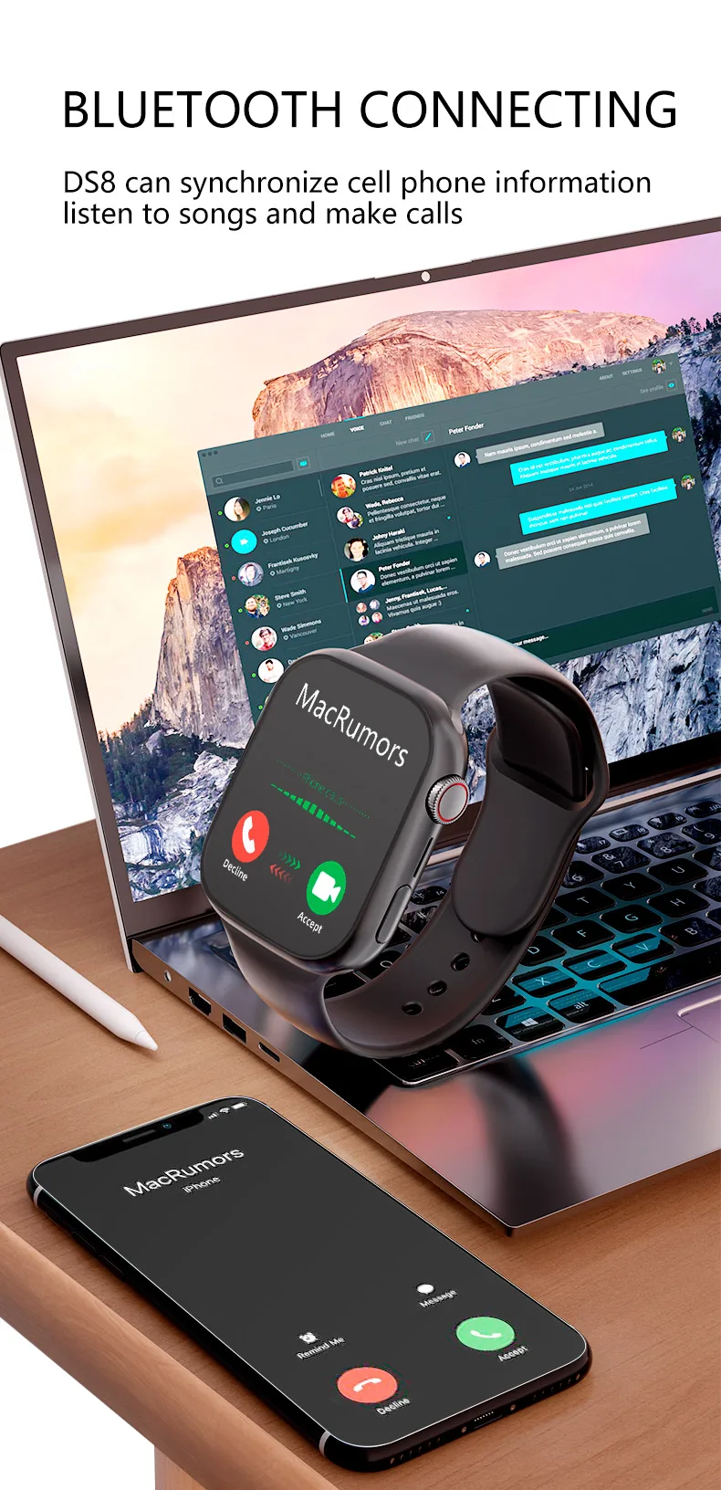 Full Screen Pluggable Sim Card Smartwatch Ds8 Gps Woman Men Sport ...