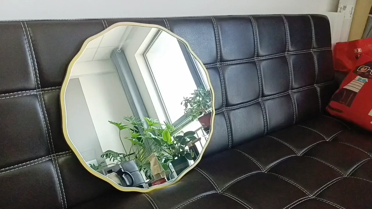 Custom Large Wavy Round Mdf Mirror Wooden Frame Living Room Wall ...