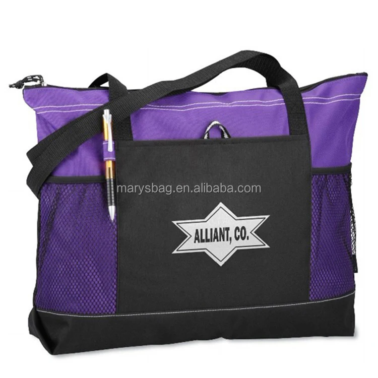 Polyester Zippered Tote Bag with PVC Backing - Perfect for Promotion
