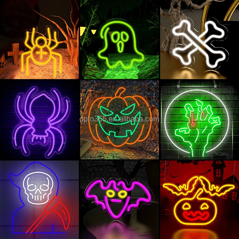 Custom Cheap Led Neon Sign Light Signage Halloween Pumpkin Ghost ...