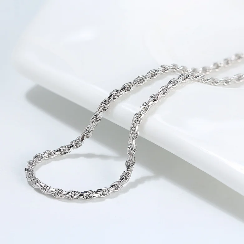 925 Sterling Silver Twisted Rope Chain Necklace for Women Gold Plated ...