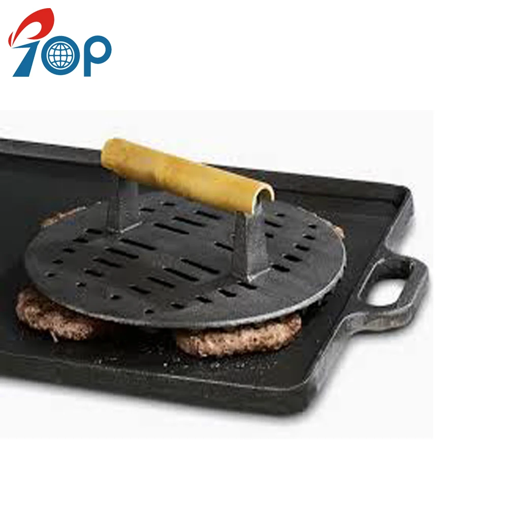 Cast Iron Square Meat Press Burger Press - Durable & Versatile