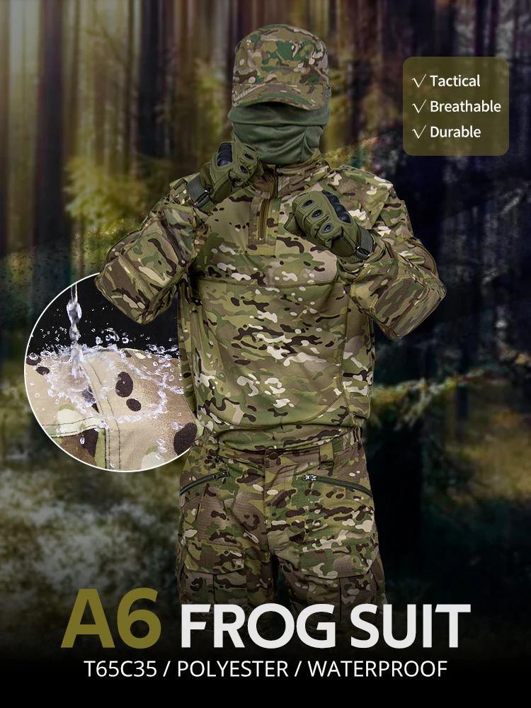 Camouflage Tactical Uniform Frog Suit Cargo Pants Long Sleeve T-shirts ...