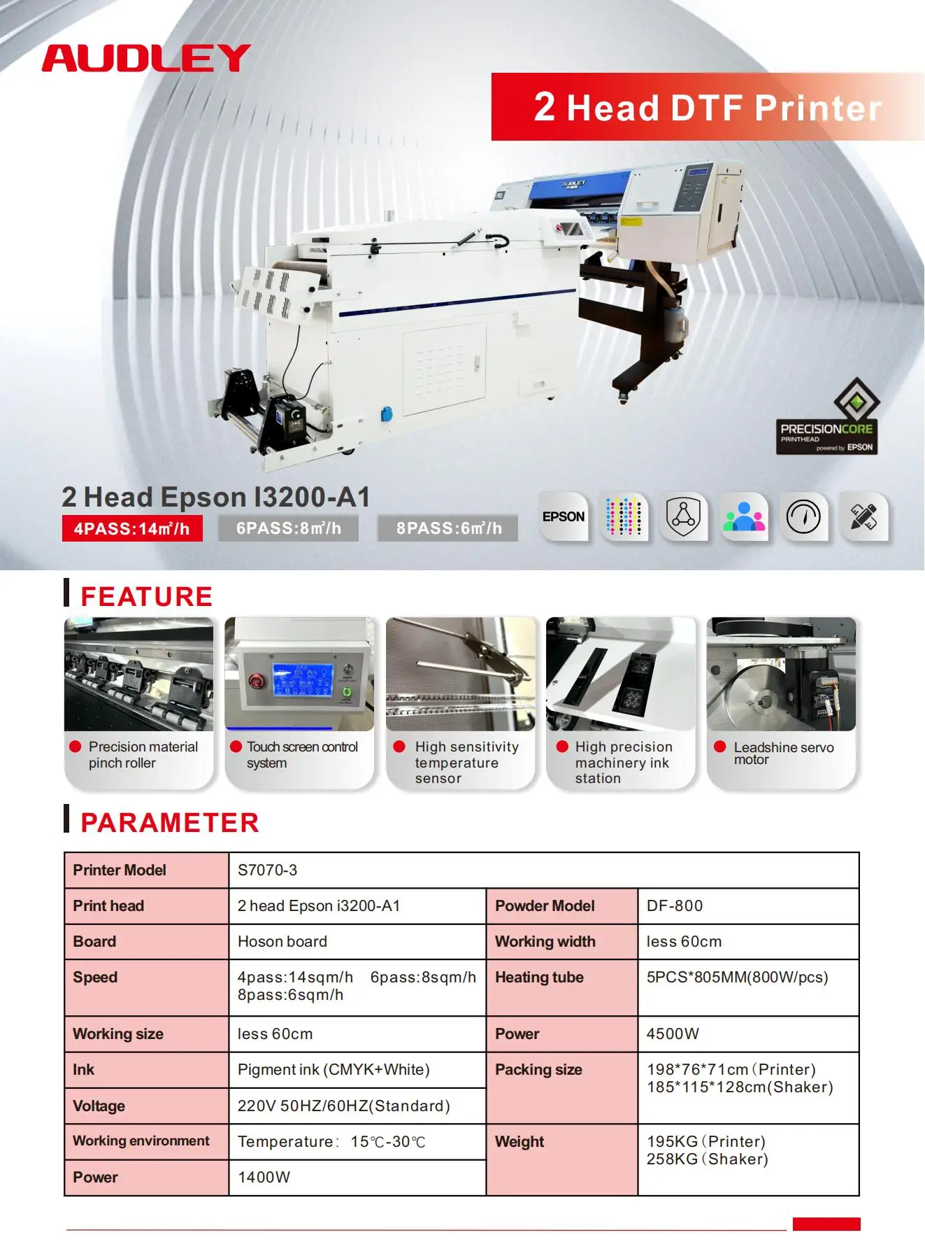 Audley New Model 60cm 2 Eps I3200 Dtf Printer 60cm A3 Pet Film Printer ...