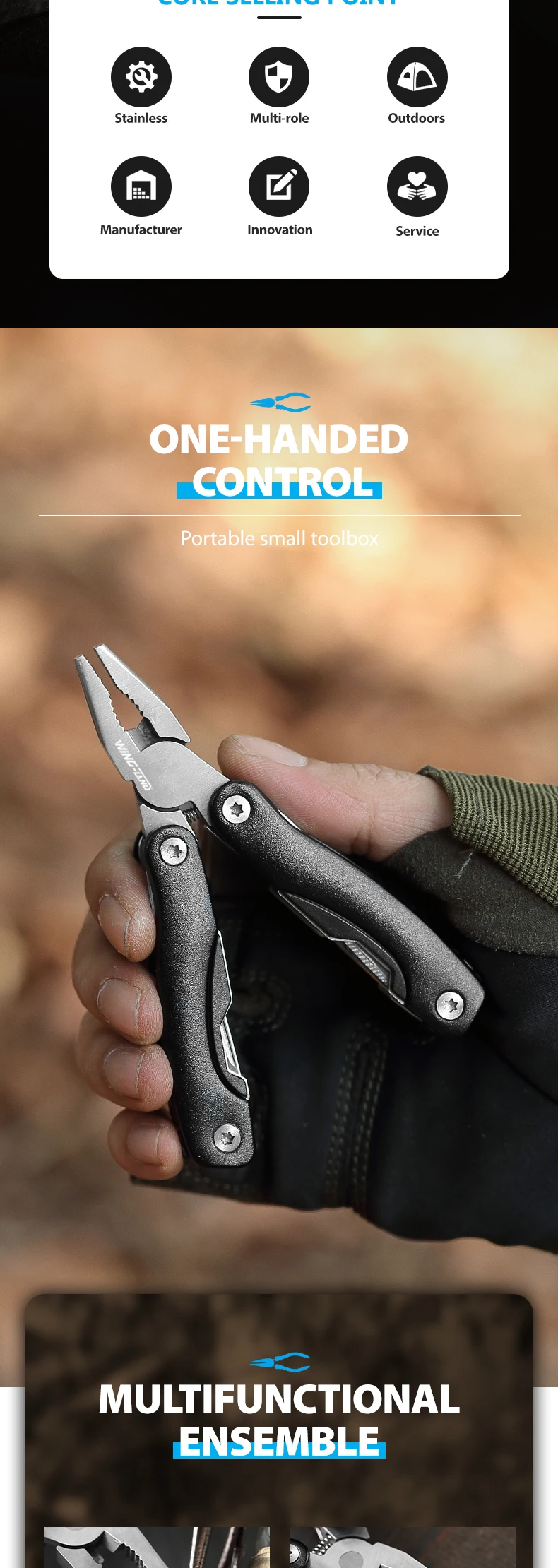12in1 Folding Multifunction Pliers Stainless Steel Multi Tool Pocket ...