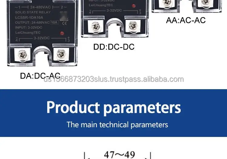 10a-120a Ssr Solid State Relay 3-32vdc To 24-480vac Dc Control Ac Ssr ...