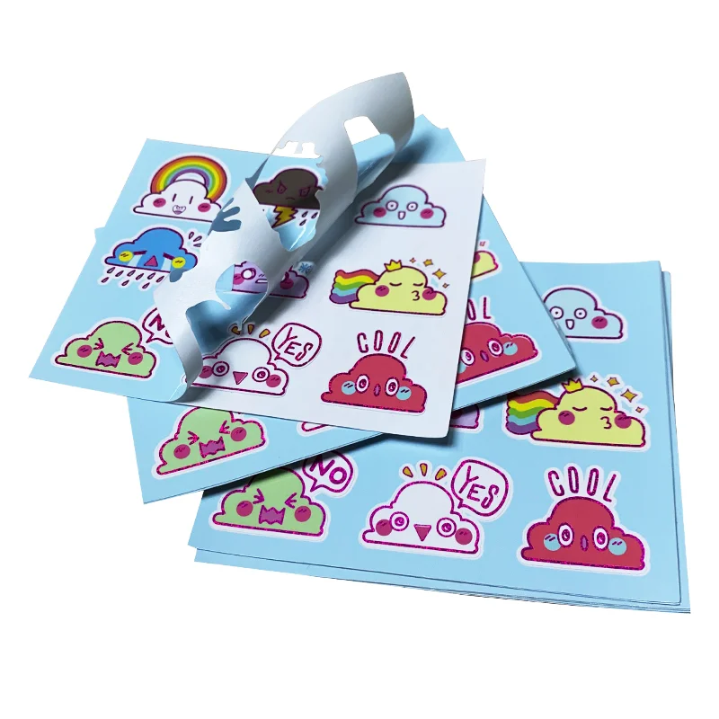 Custom Printing Cute Shiny Holographic Rainbow Glitter Effect Kiss Cut ...