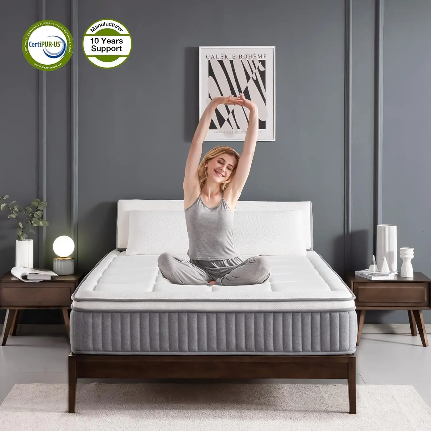 Bonnell Spring Gel Latex Memory Foam Hybrid Mattress Medium Firmness ...
