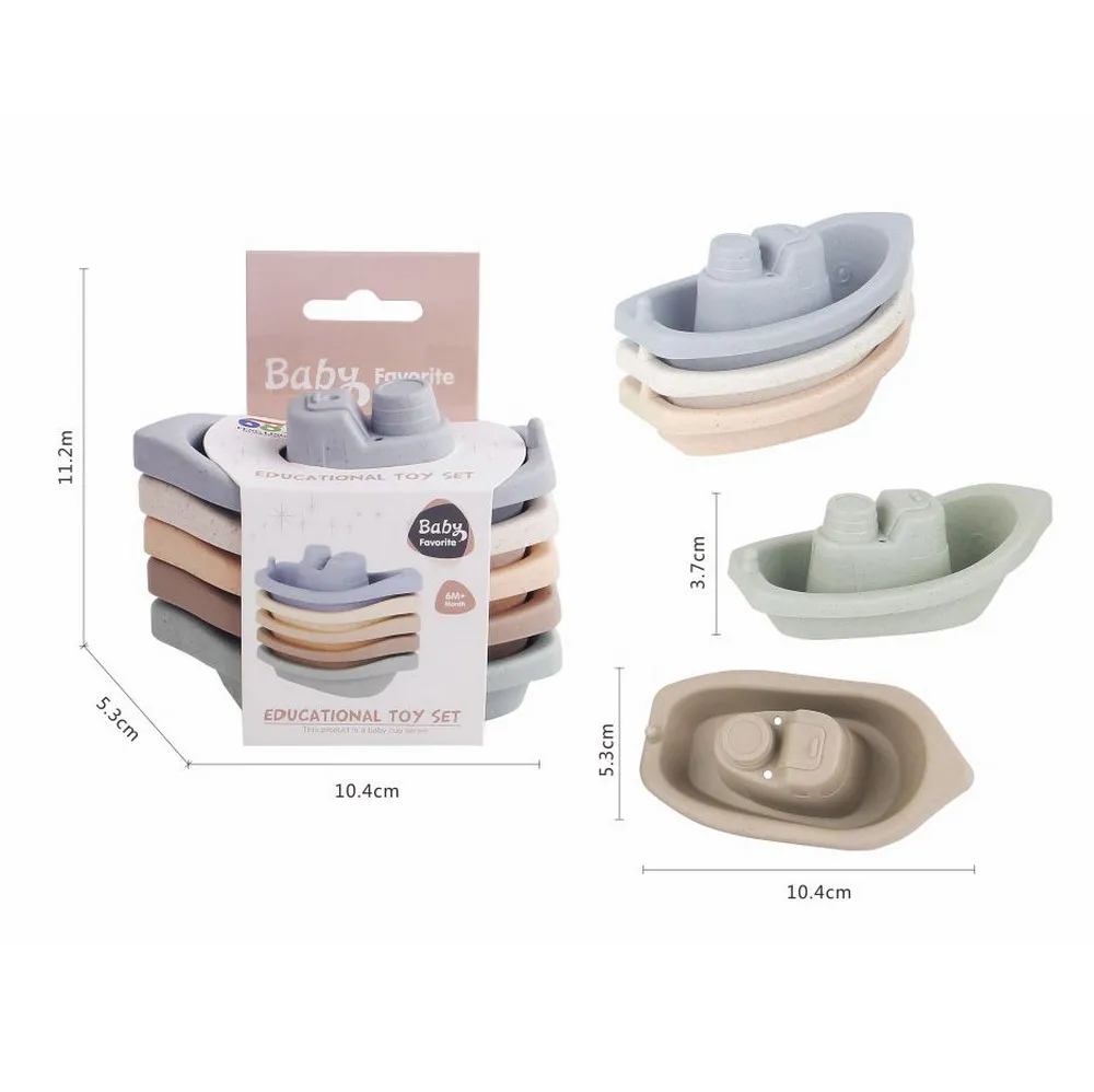 Kids Bathtub Water Game 5 Piece Wheat Straw Recyclable Eco Friendly Plastic Floating Stacking ...