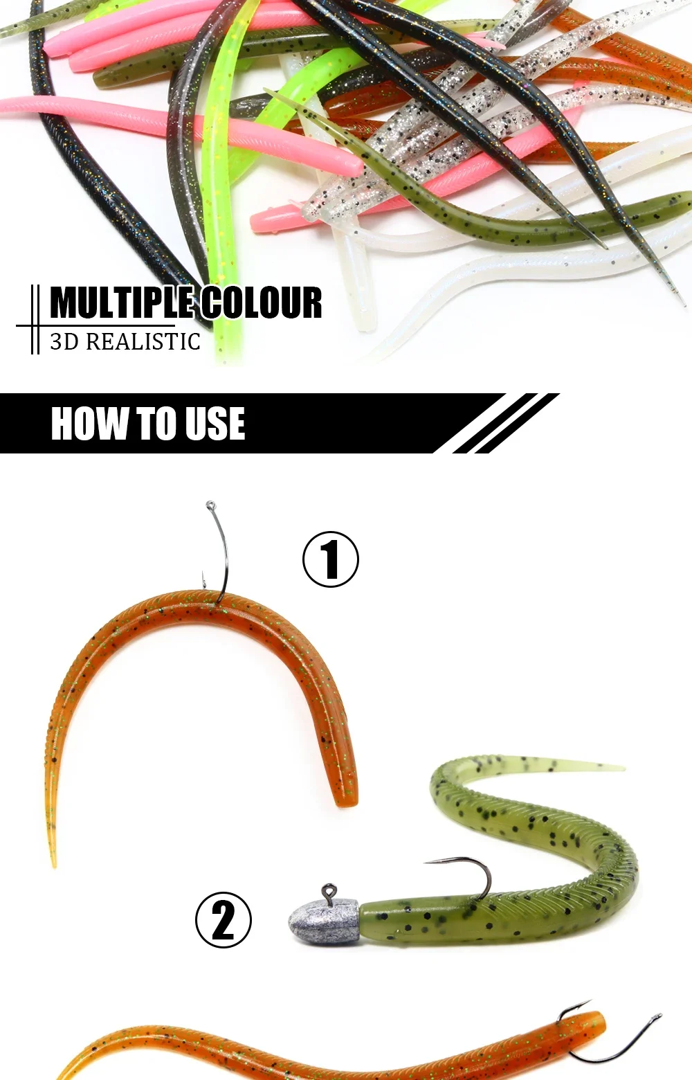 Spinpoler Fishing Soft Worm Lures PVC 14cm/4g Earthworm Artificial Bait ...