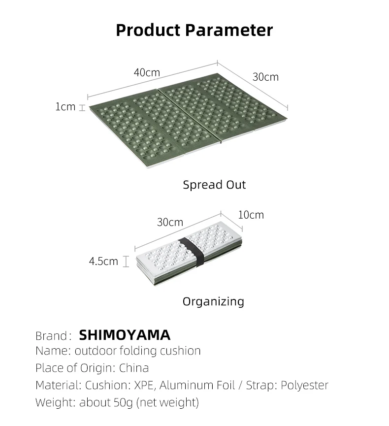 Shimoyama Multi-purpose Outdoor Garden Turf Portable Folding Waterproof Sports Camping Mat Xpe ...