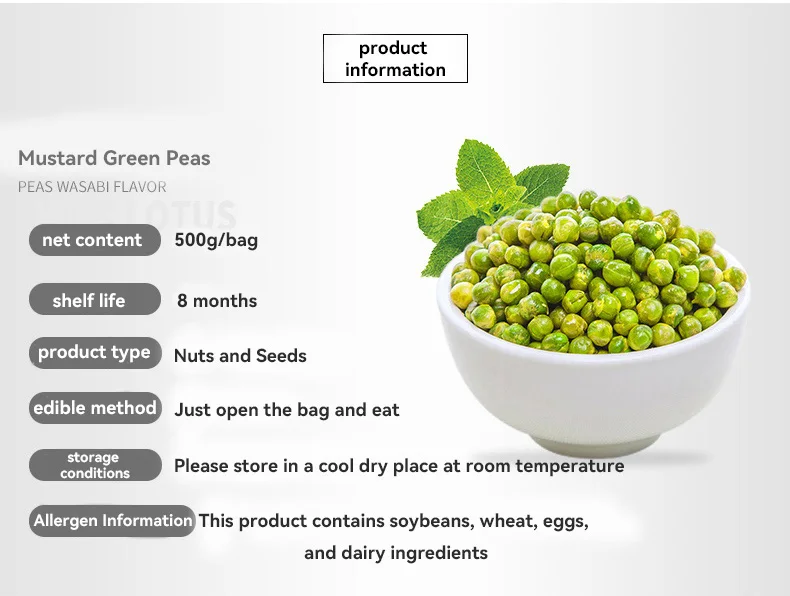 Gan Yuan Green Peas 500g Garlic Spicy Plain Nuts Fried Casual Snack ...