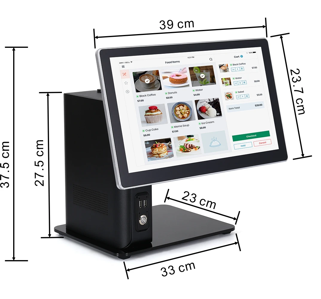 15.6inch POS System with Printer Scanner - All-in-One Touch Screen