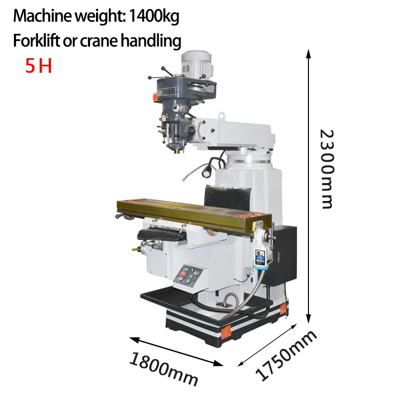 Small Turret Vertical Milling Machine 5h Taiwan Milling Head Table Size ...
