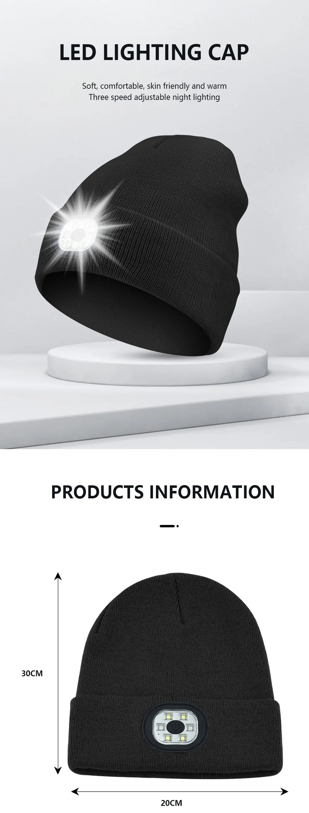 TAIKOO LED Lighted Beanie Light Warm Knit Hat Unisex LED Hat for ...