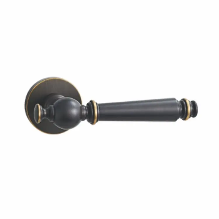Brass Door Handle Privacy Lock Set - European Retro Style