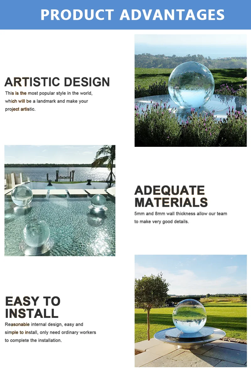 Customized Outdoor Sculpture Huge Sphere Water Feature Fountain Acrylic ...