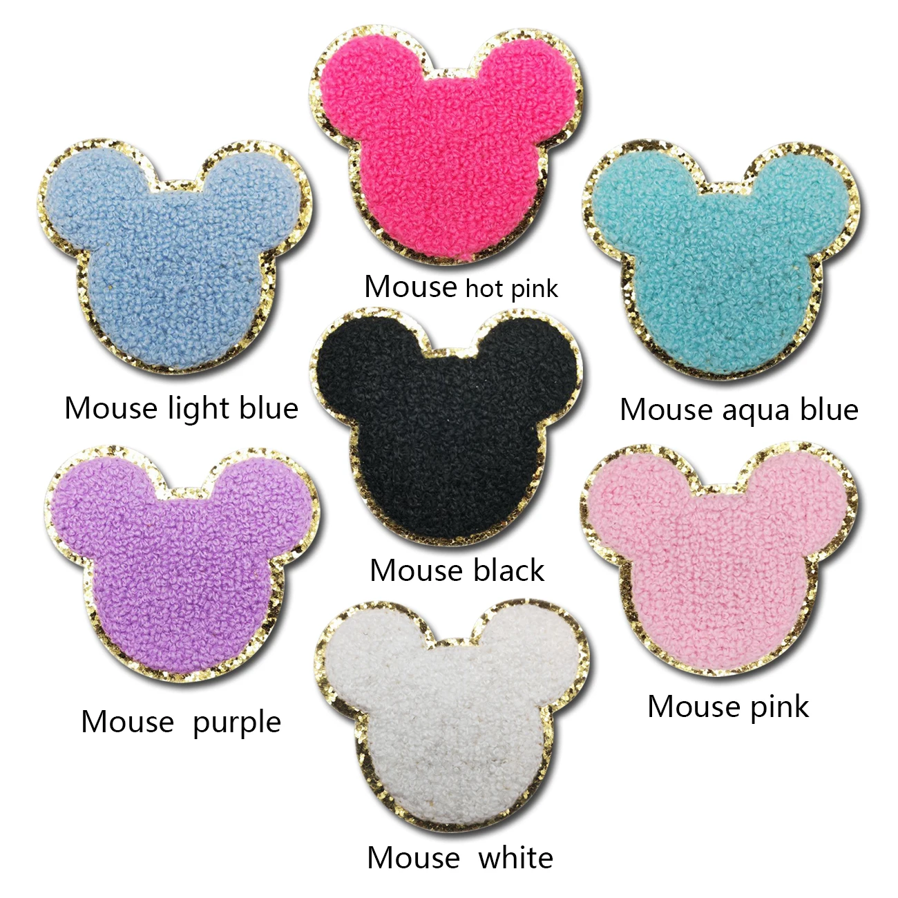 Mouse Head Glitter Handmade Embroidery Chenille Self-adhesive or Iron ...