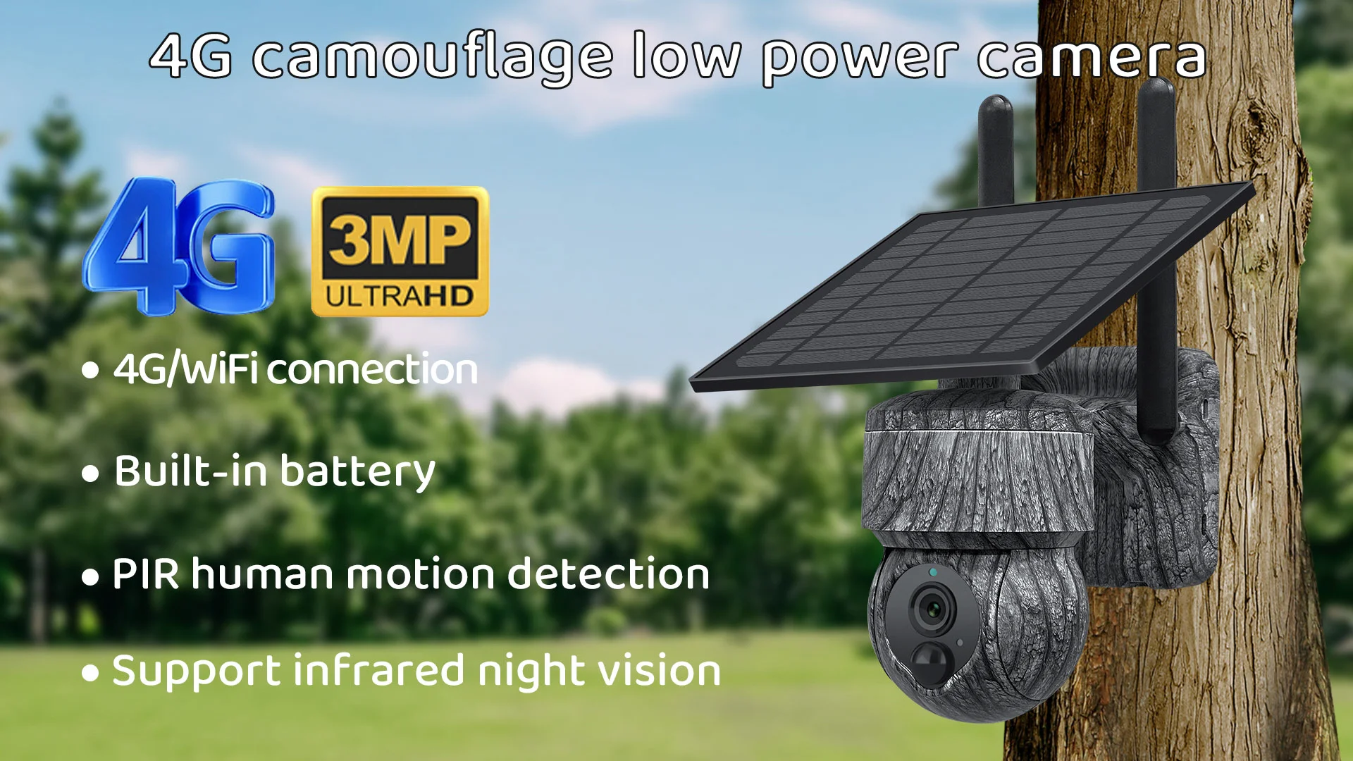 Levofast Lte 4g Sim Card Camouflage Solar Power Camera Security Night ...