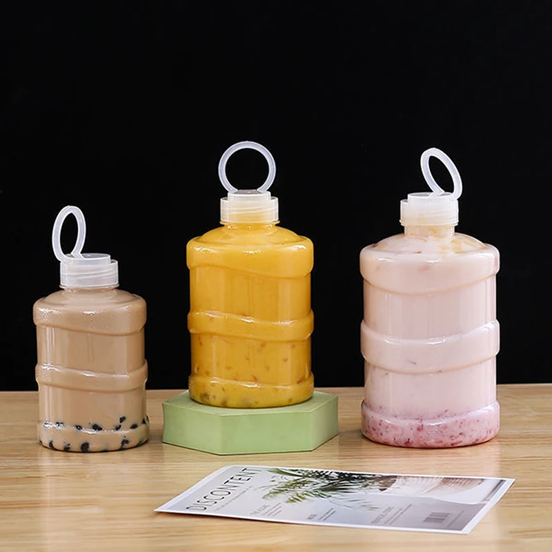 500ML 16OZ Juice Drink Containers PET Plastic Milk Tea Bucket Bottles ...
