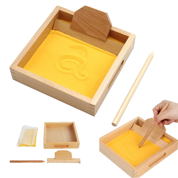 Educational Montessori teaching wooden sensory tray Practice Sand ...