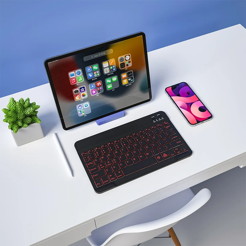 78 Keys Ultra Slim Portable Mini Wireless Keyboard With 7 Color ...