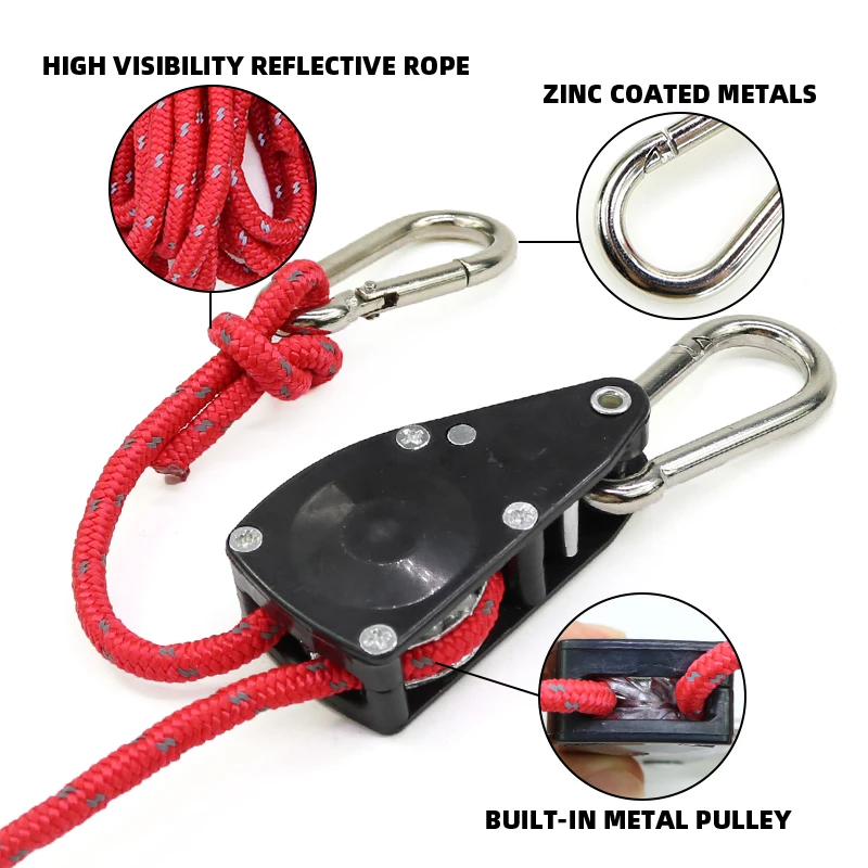 1/4 Inch 150lbs Reflective Rope Ratchet Tie Down for Light Duty ...