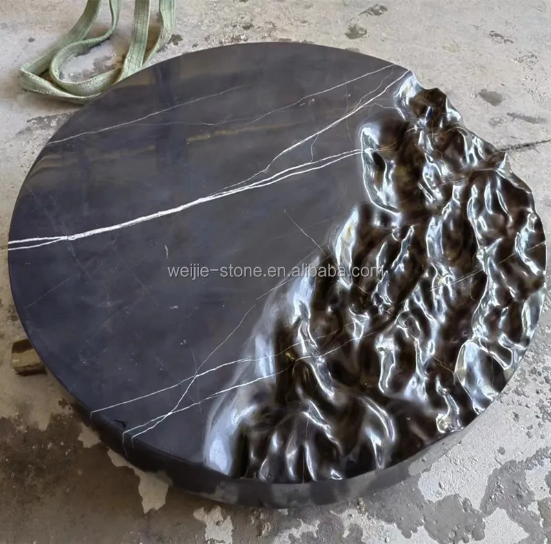 Stylish Marble Coffee Table Marble Modern Irregular Round Liquid Marble ...