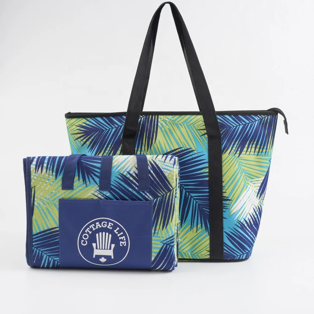 Picnic Rug Luxury With Vegan Leather Strap Printed Washable Folding ...