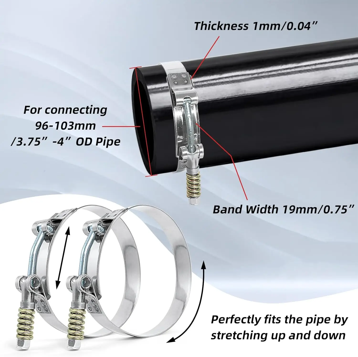 Spring Loaded Stainless Steel Heavy Duty T Bolt Pipe Hose Clamps With ...